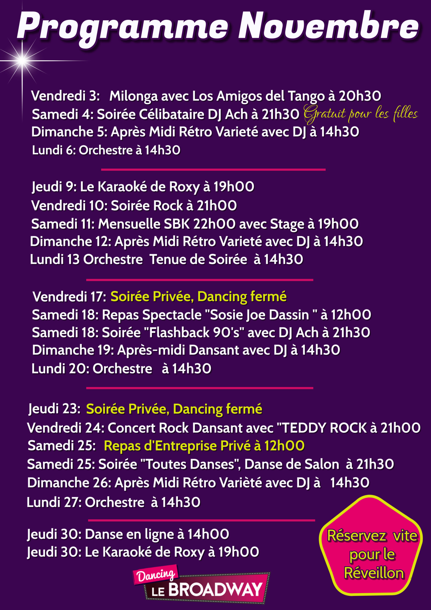 Le programme du mois - Dancing Broadway
